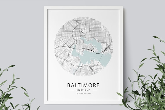 Baltimore Map Print Baltimore Map Poster Baltimore Street | Etsy