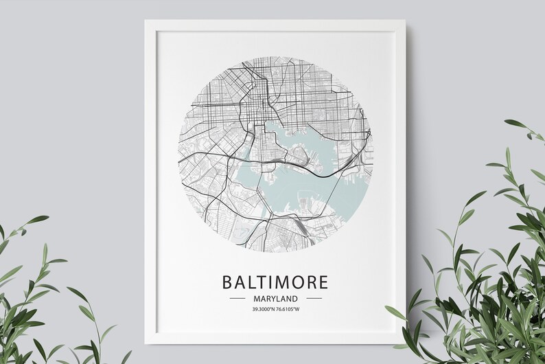 Baltimore Map Print Baltimore Map Poster Baltimore Street | Etsy