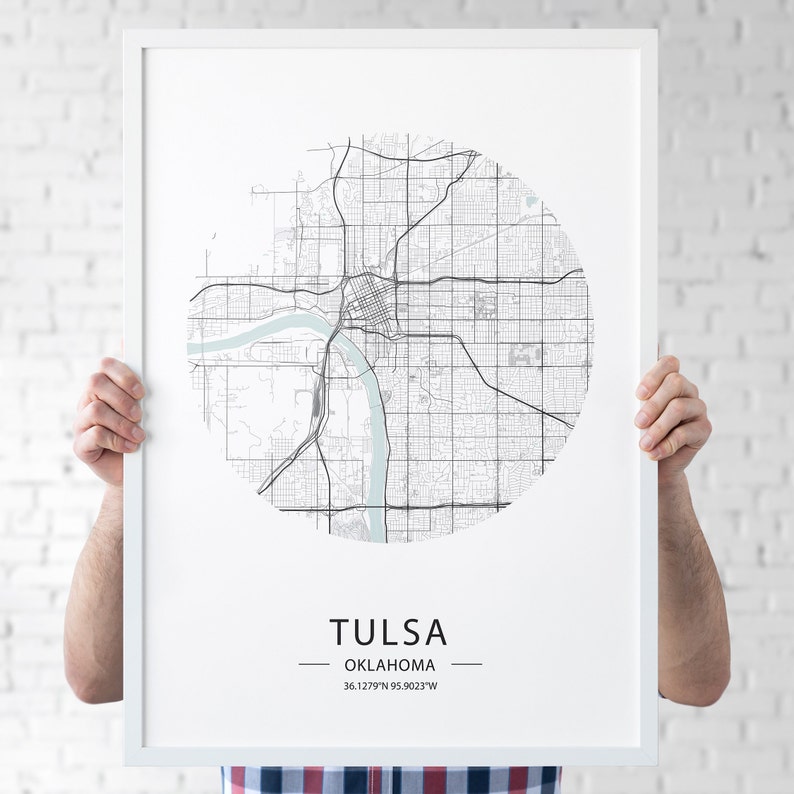 Tulsa Map Print, Oklahoma Map Poster, Tulsa Street Map, Oklahoma Wall ...