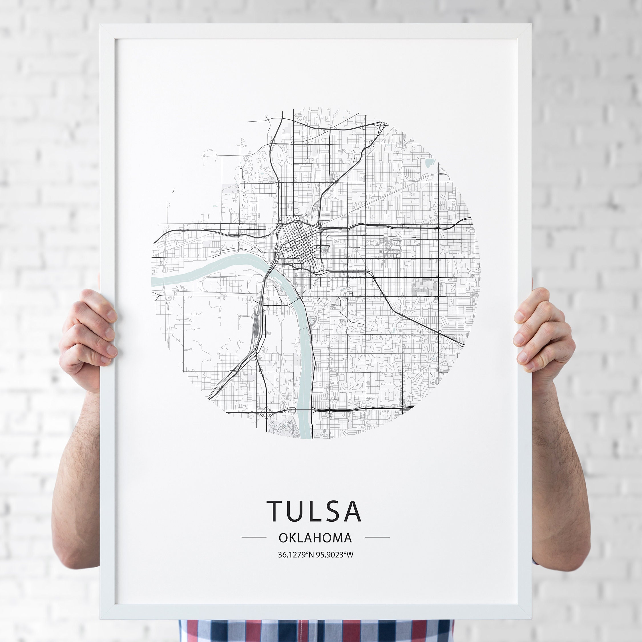 Tulsa Oklahoma Map Art Print: Minimalist City Street Map (instant ...