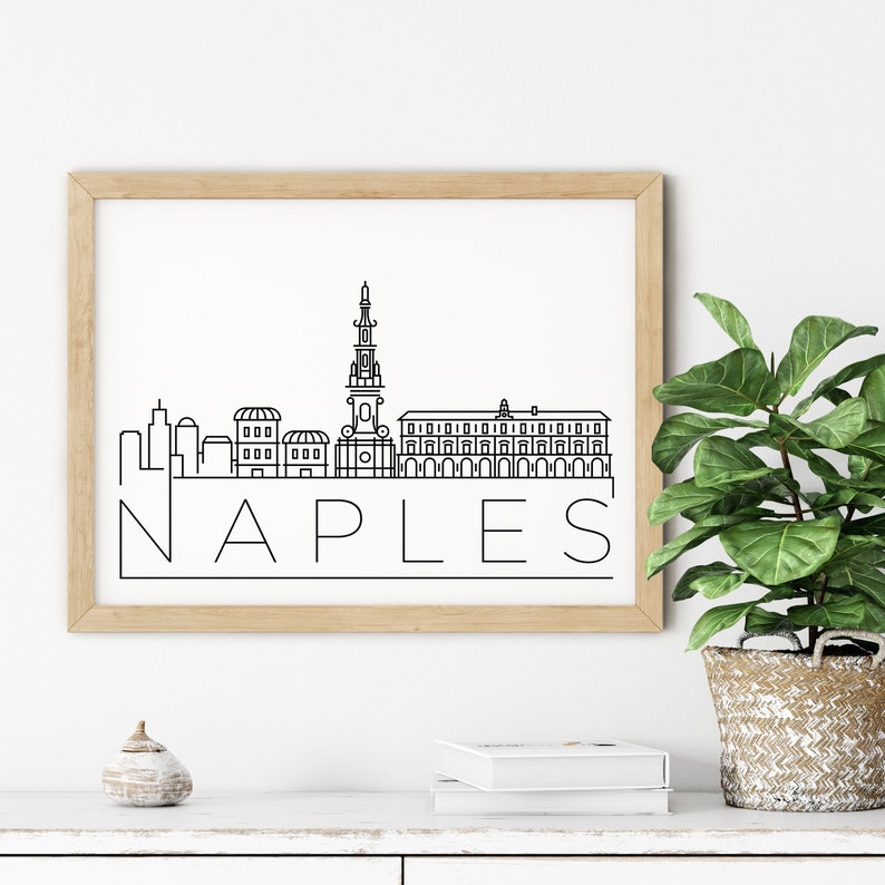 Naples Skyline Print, Naples Printable, Naples Landmark Poster, Naples ...