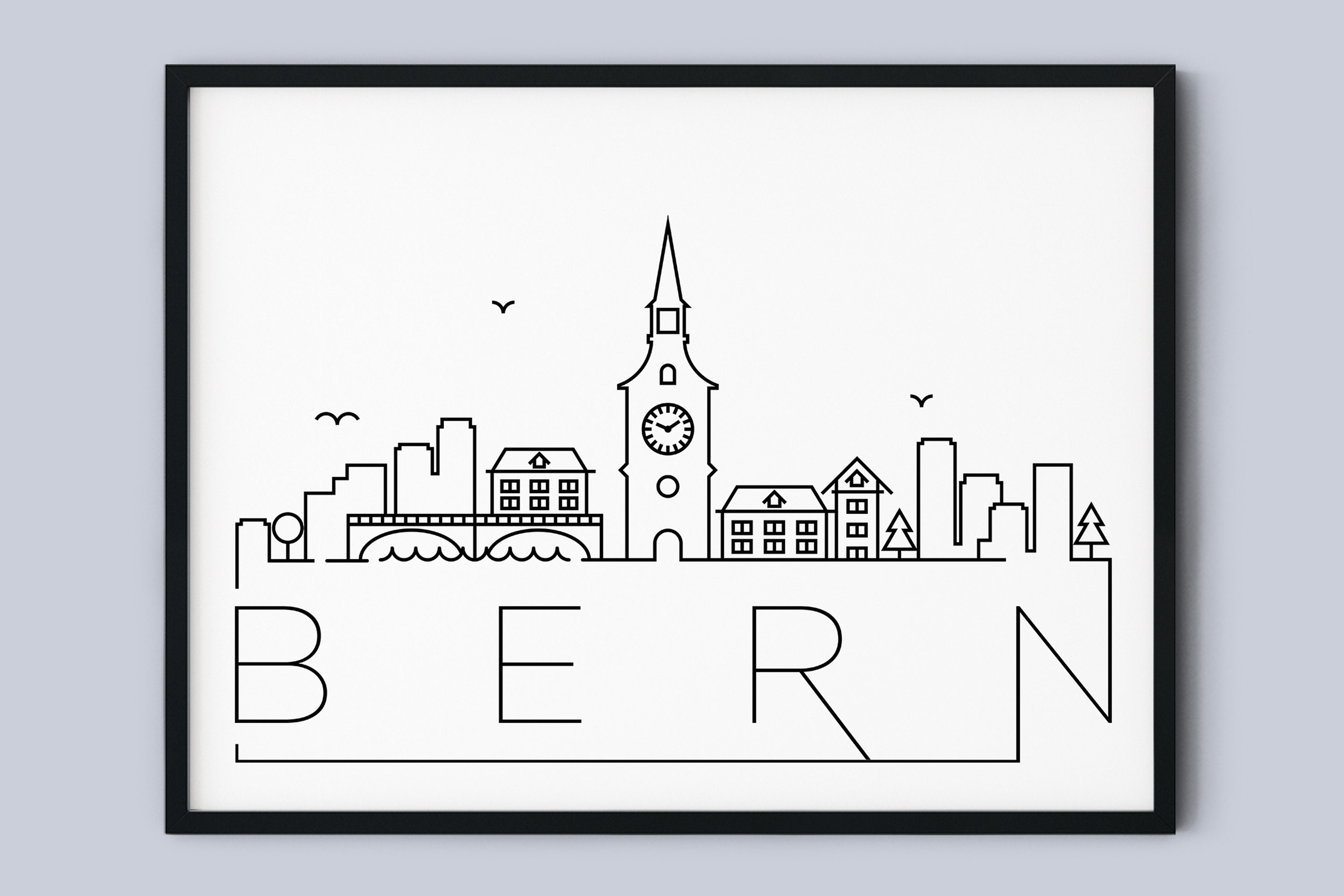 Bern Skyline Druck, Schweiz druckbare, Bern Poster, Bern Stadt Druck ...