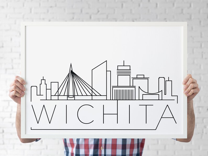 Wichita Skyline Print, Kansas Printable, Wichita Poster, Wichita City ...