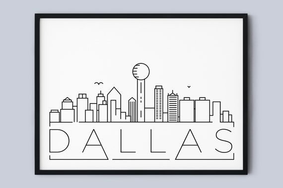 Texas Printable Dallas Poster INSTANT DOWNLOAD Dallas Skyline Print ...