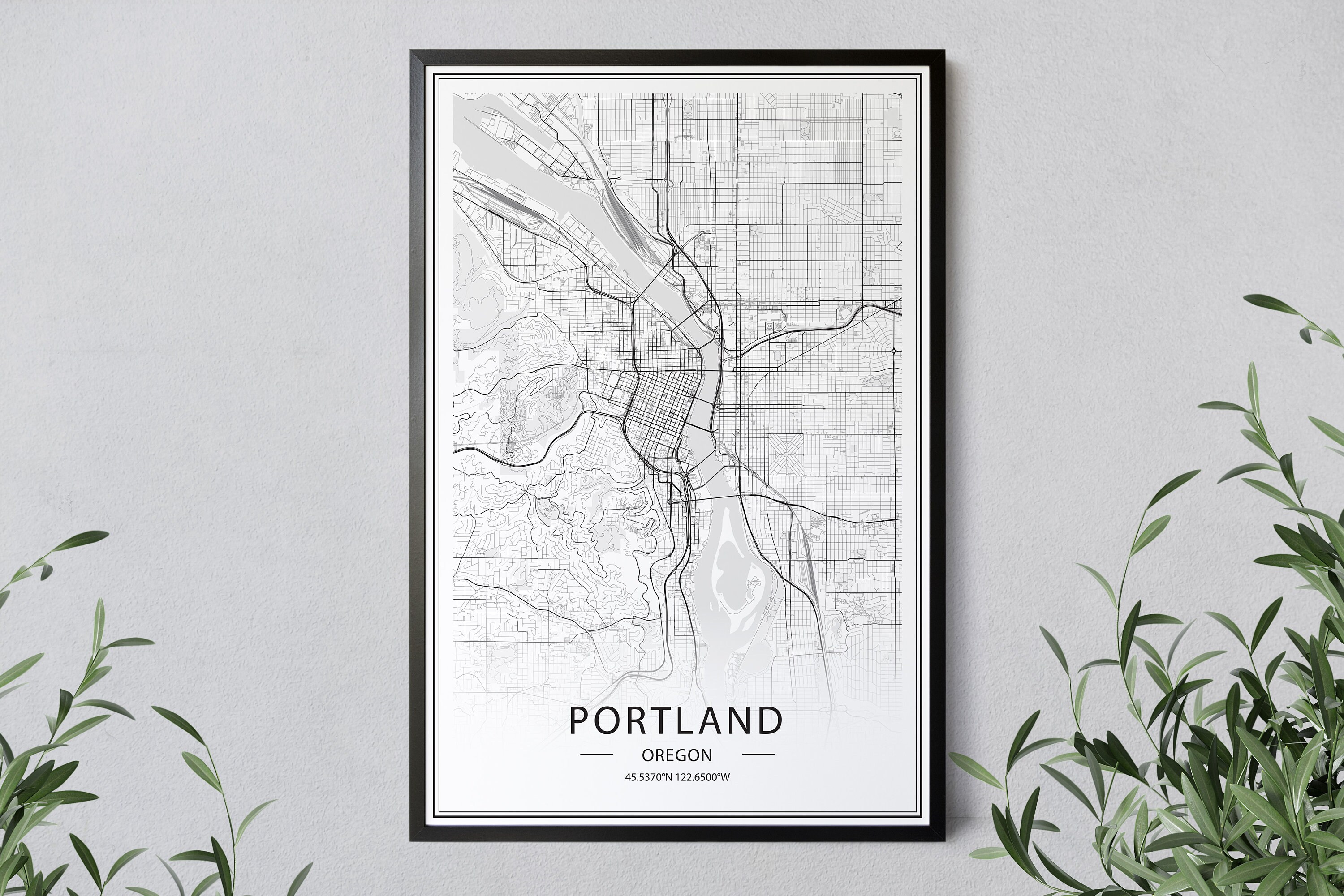 Portland Map Print Oregon Map Poster Portland Street Map | Etsy