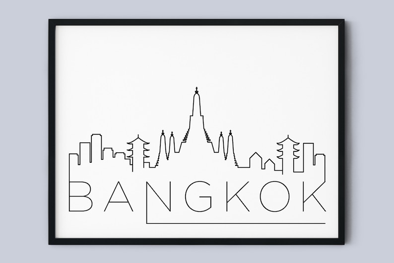 Bangkok Skyline Print Thailand Printable Bangkok Poster | Etsy