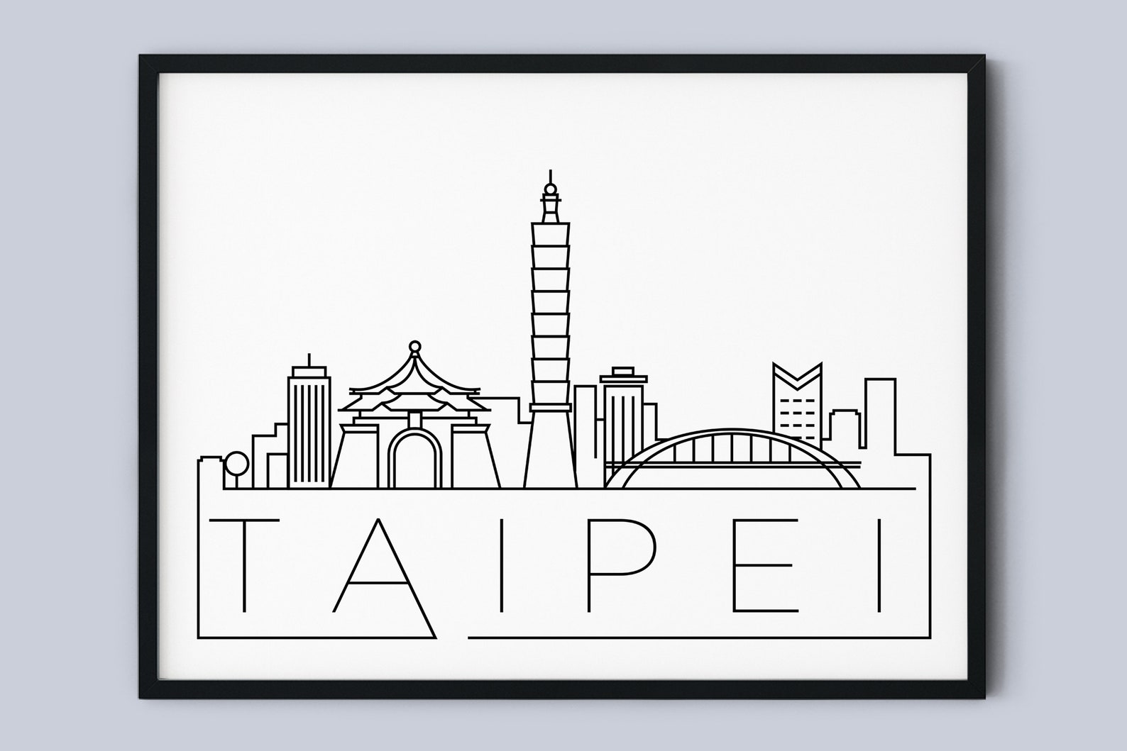 Taipei Skyline Print, Taiwan Printable, Taipei Landmark Poster, Taipei ...