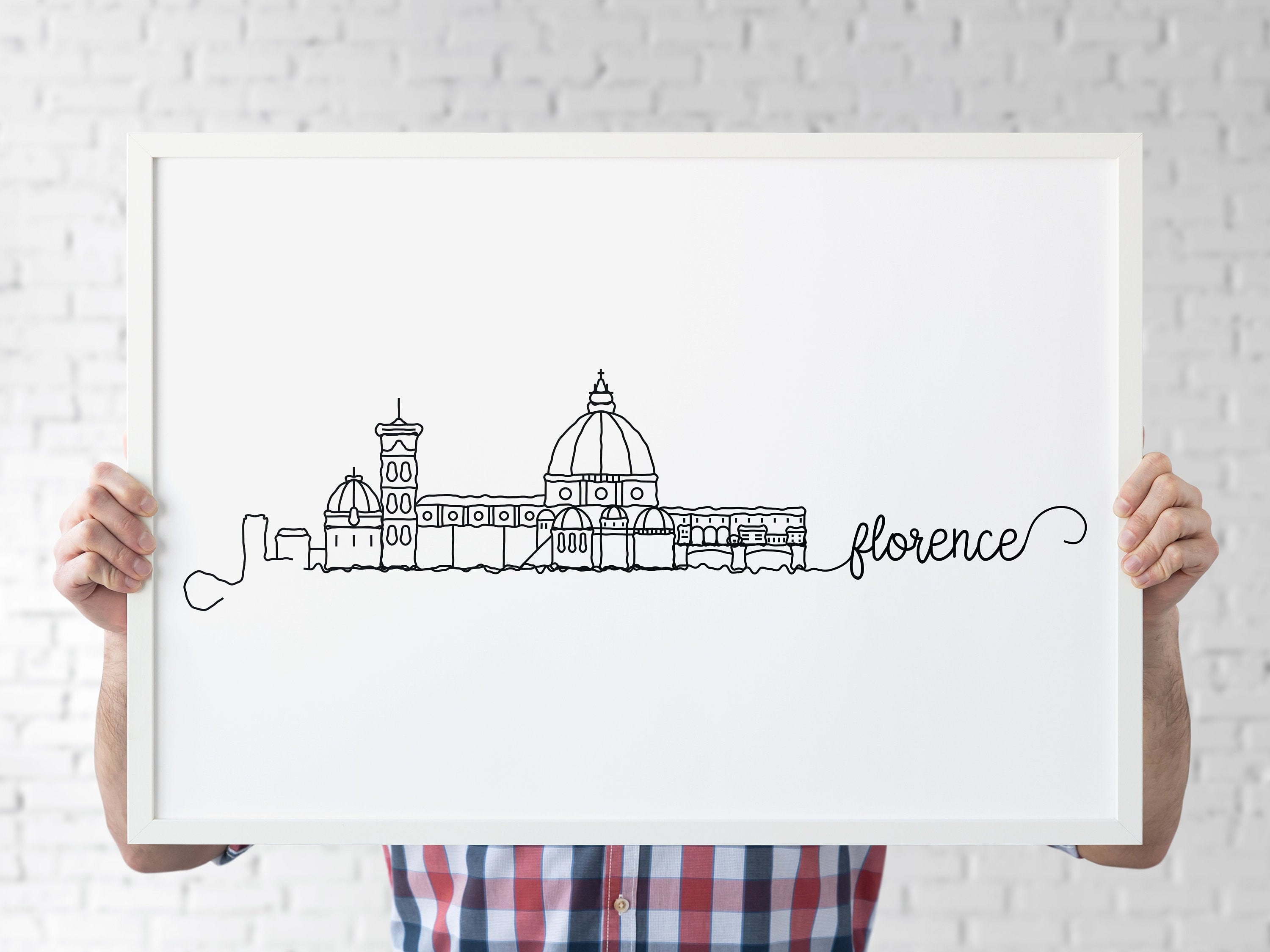 Florence Skyline Print, Italy Printable Decor, Florence Pen Line Print ...