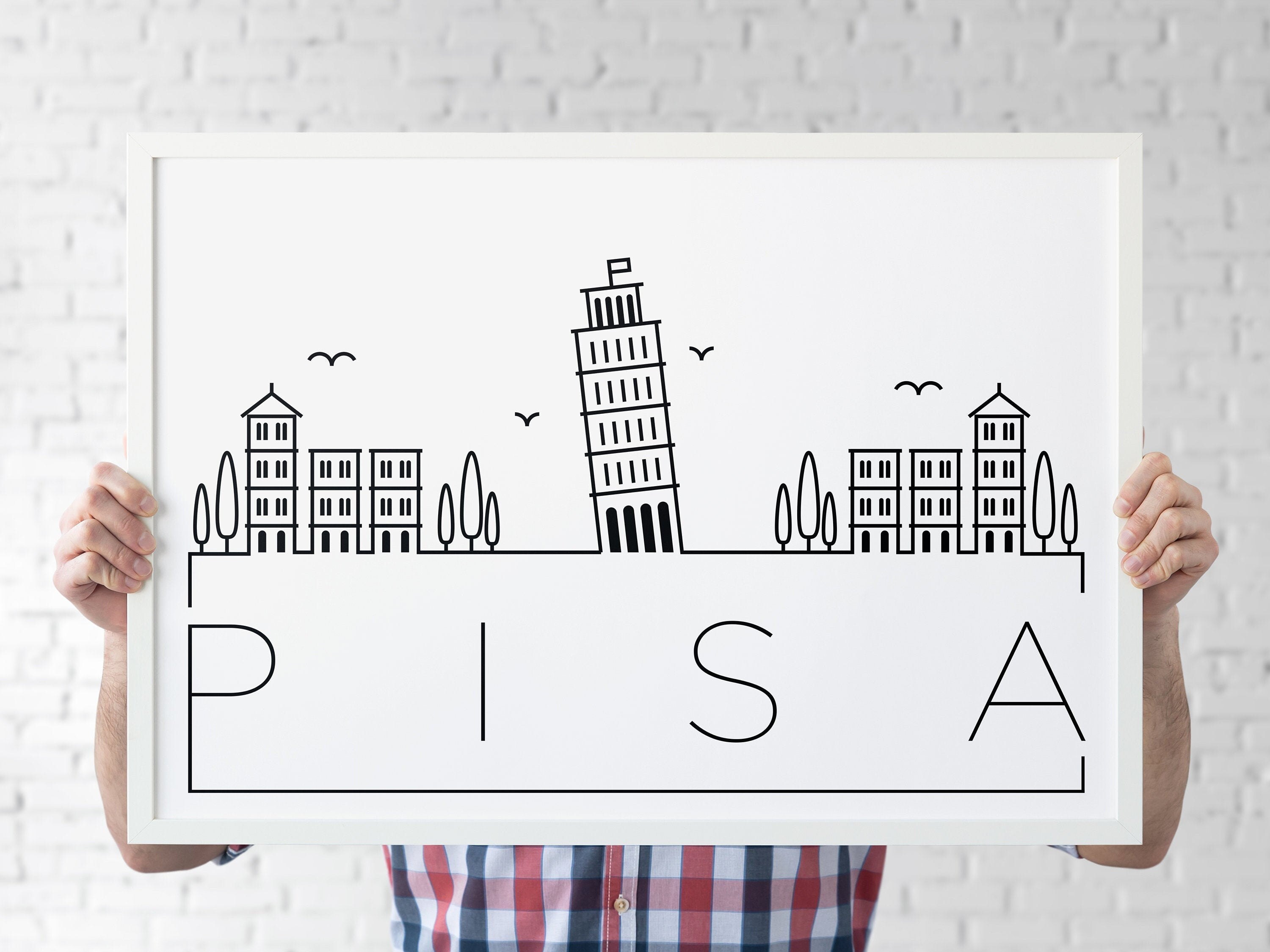 Pisa Skyline Print, Italy Printable, Pisa Landmark Poster, Pisa City ...