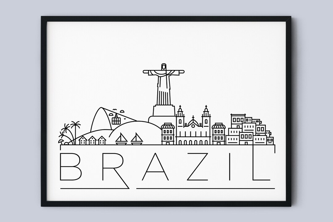 Brazil Skyline Print, Rio De Janeiro Printable, Brazil Poster, Brazil ...