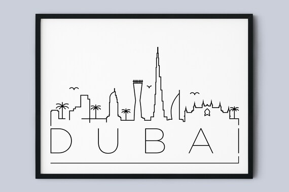 Dubai Skyline Print Dubai Printable Dubai Poster Dubai City - Etsy
