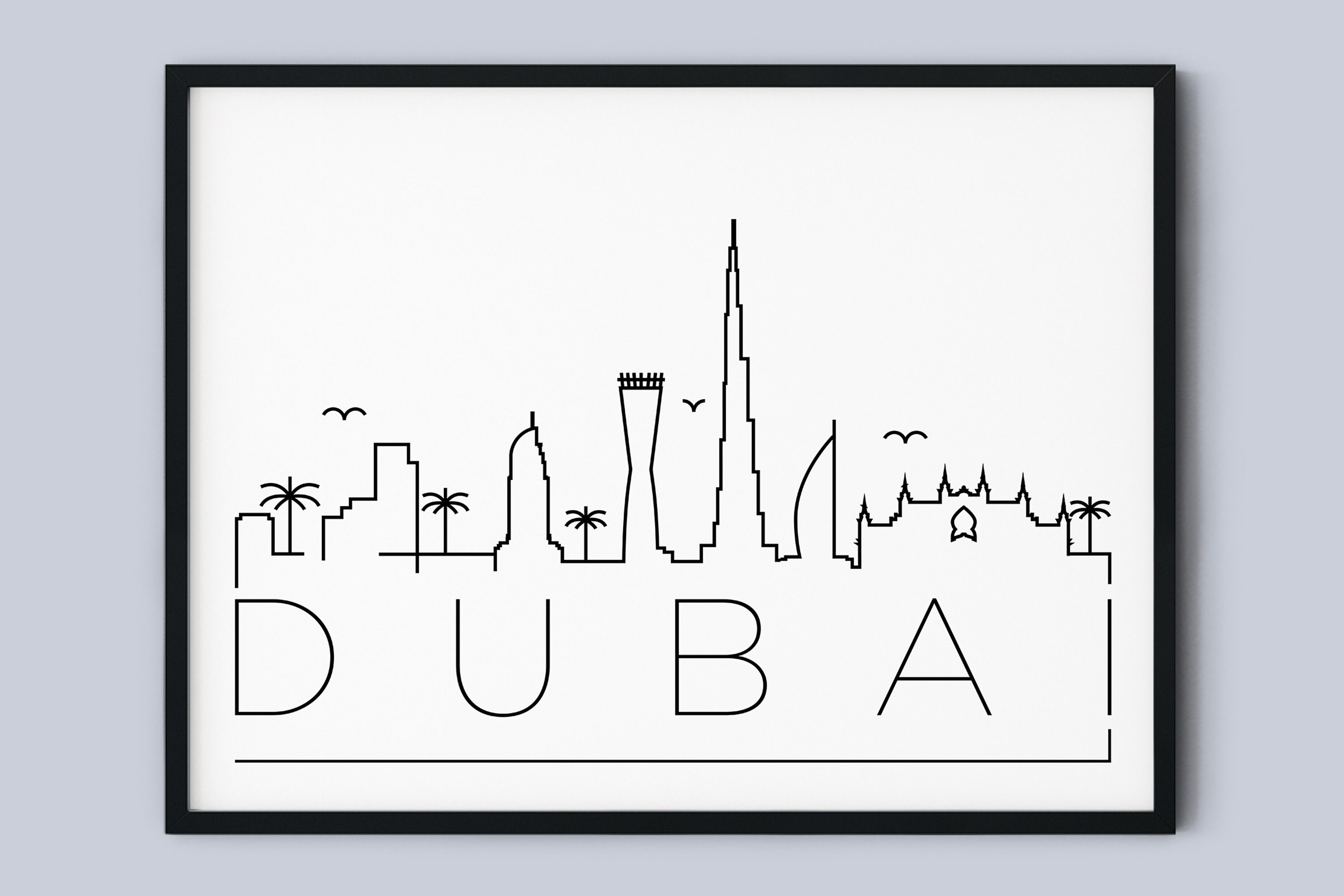 Dubai Skyline Print, Dubai Printable, Dubai Poster, Dubai City Print ...