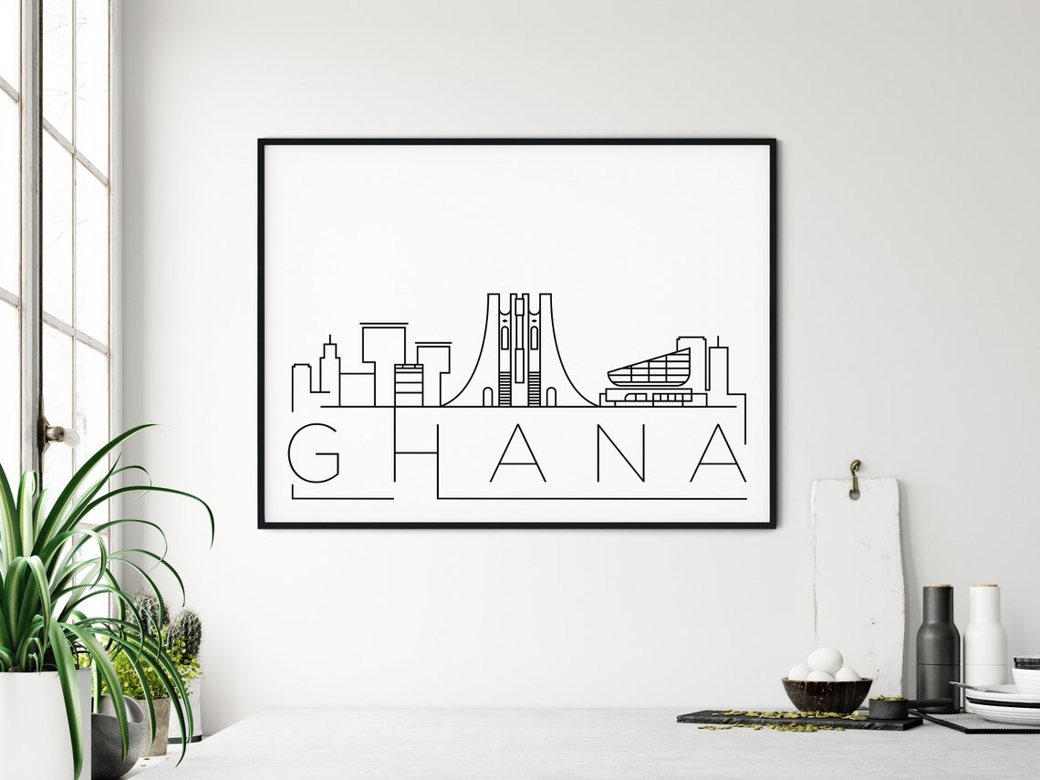 Ghana Skyline Print, Ghana Printable, Ghana Poster, Accra City Print ...