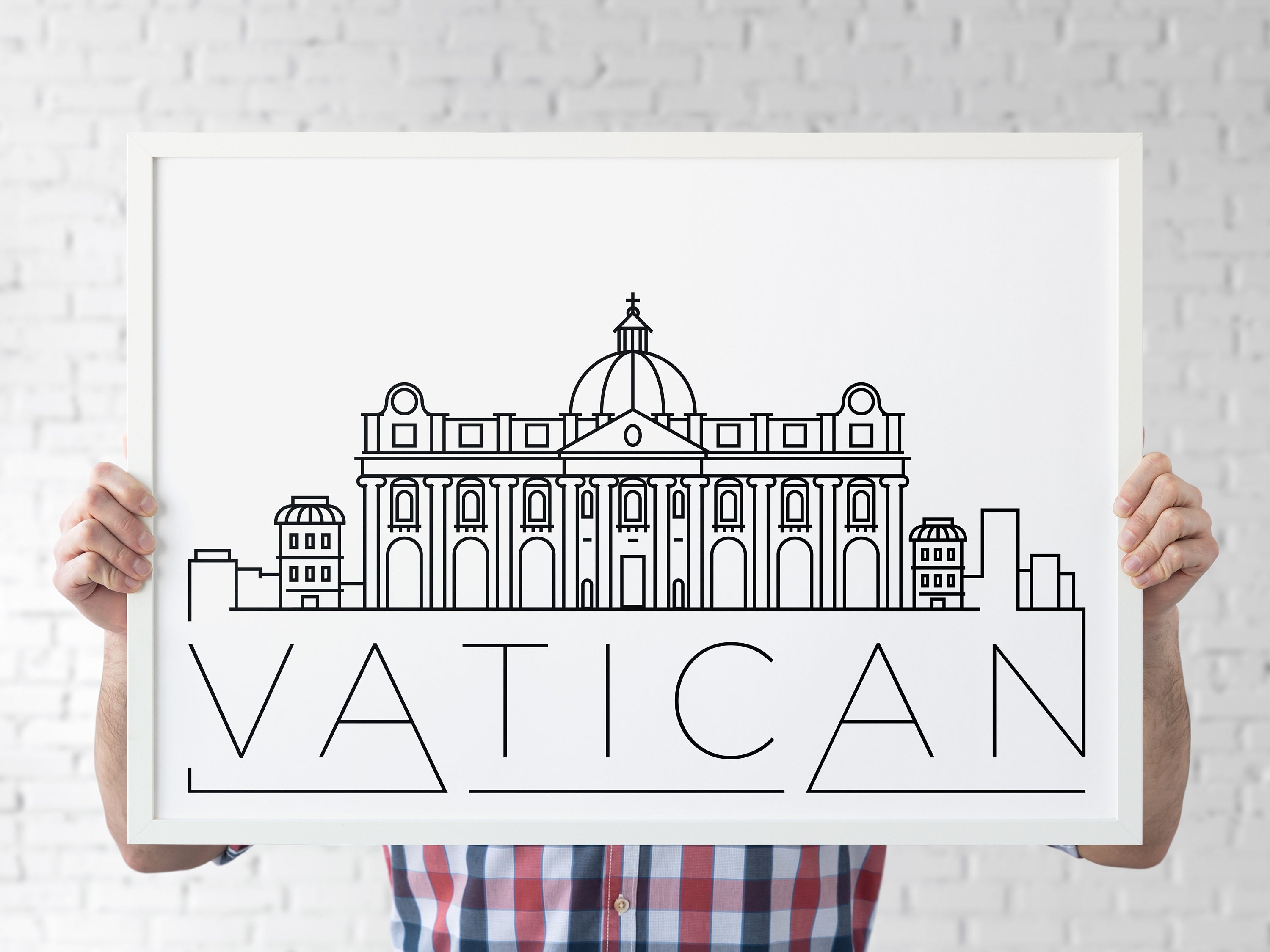 Vatican Skyline Print, Vatican Printable, Vatican Landmark Poster ...