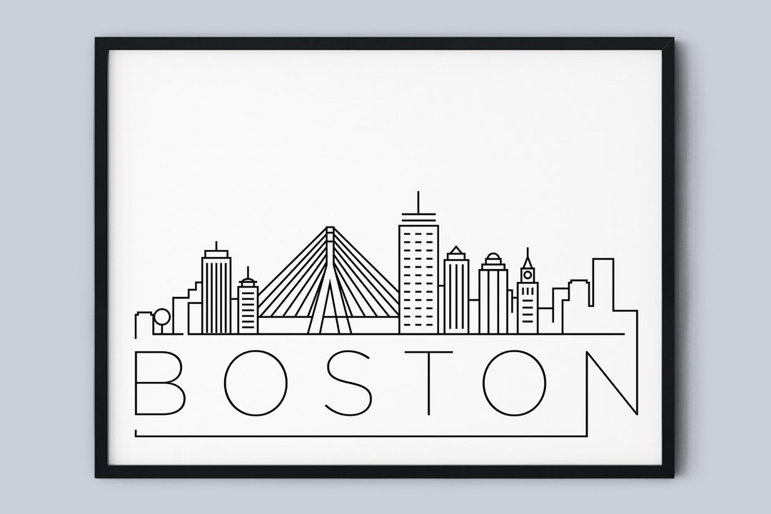 Boston Skyline Print, Massachusetts Printable, Boston Poster, Boston ...