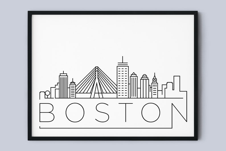 Boston Skyline Print: Minimalist Cityscape Poster (instant Download) - Etsy