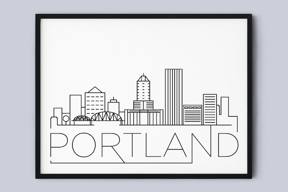 Portland Skyline Print Oregon Printable Portland Poster | Etsy