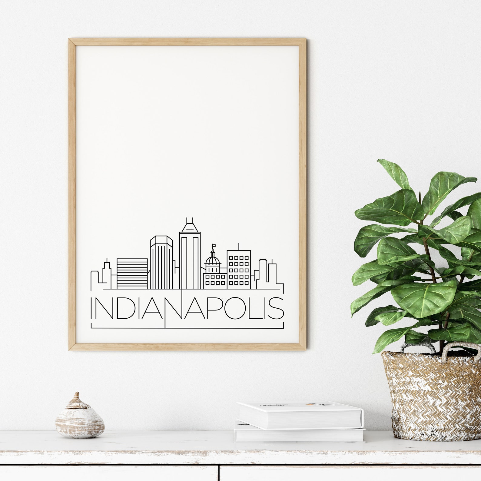Indianapolis Skyline & Map Print Set: Indiana Decor (instant Download ...