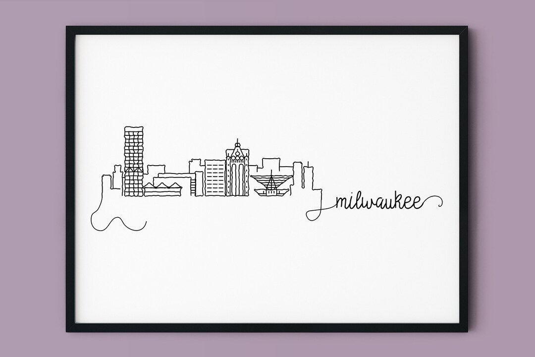 Milwaukee Skyline Print, Wisconsin Printable Decor, Milwaukee Pen Line ...