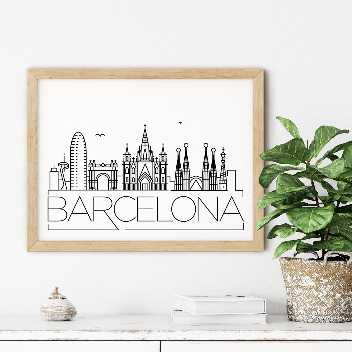 Barcelona Skyline Print, Spain Printable, Barcelona Poster, Barcelona ...