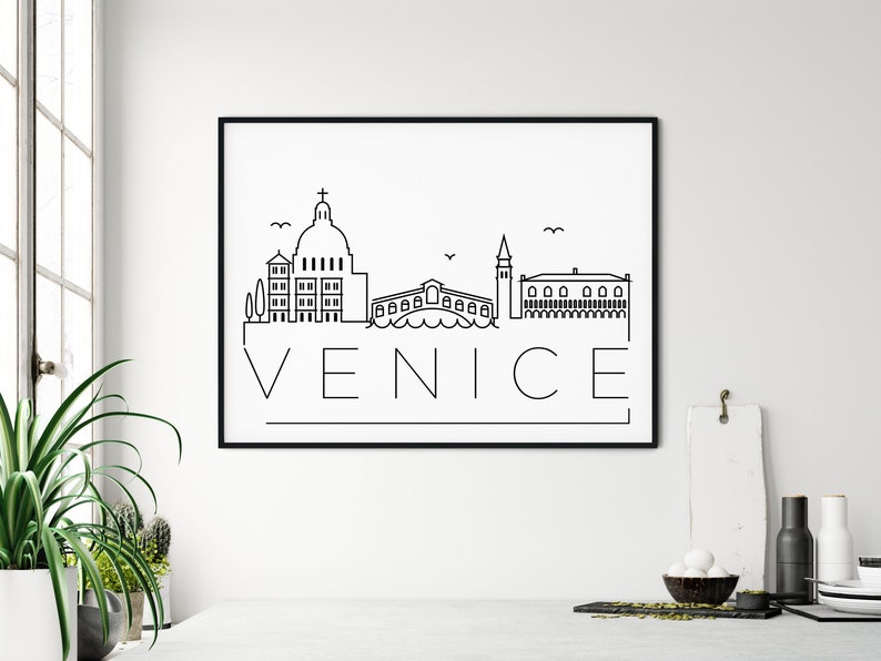 Venice Skyline Print Italy Printable Venice Landmark Poster - Etsy