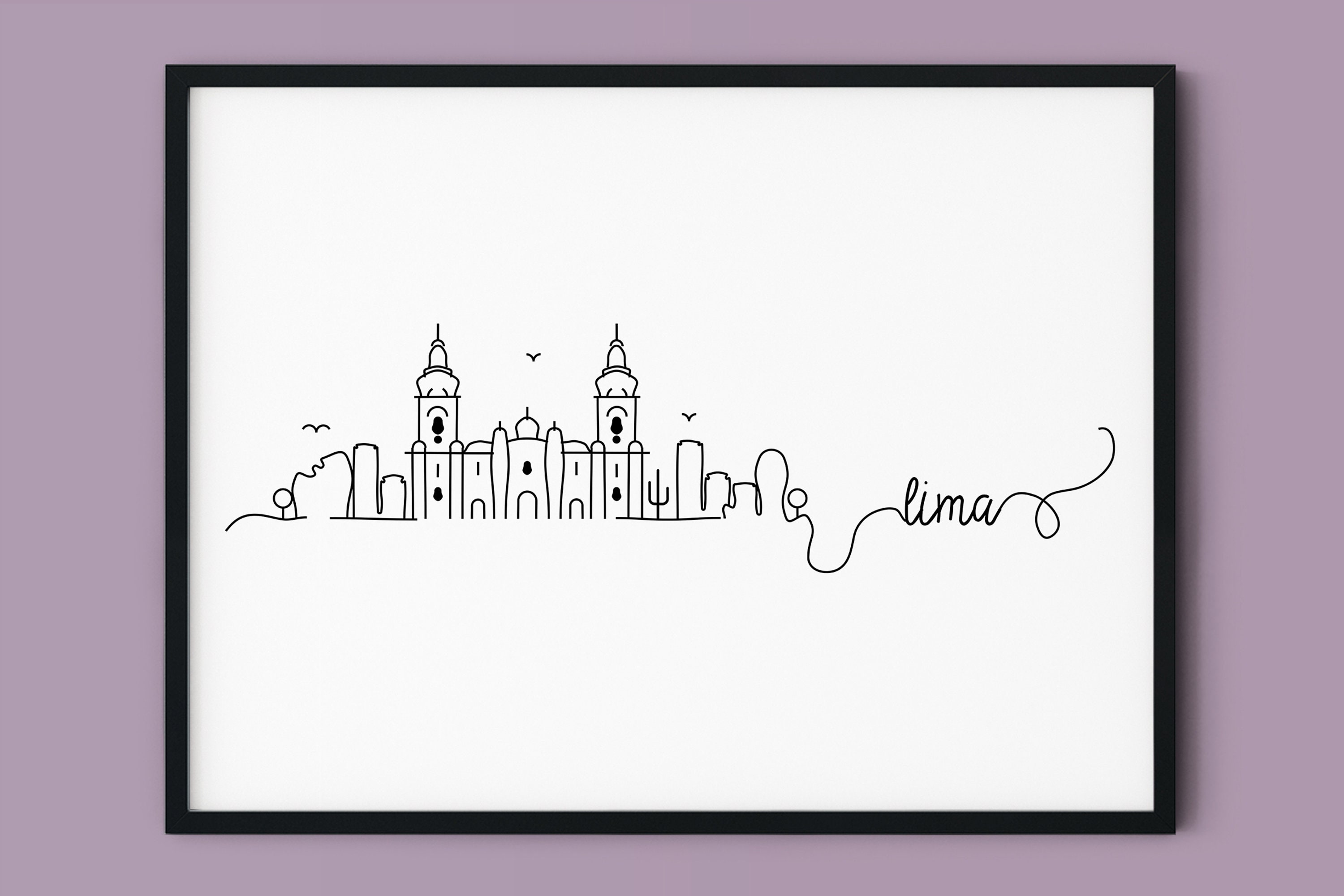 Lima Skyline Print, Peru Printable Decor, Lima Pen Line Print ...