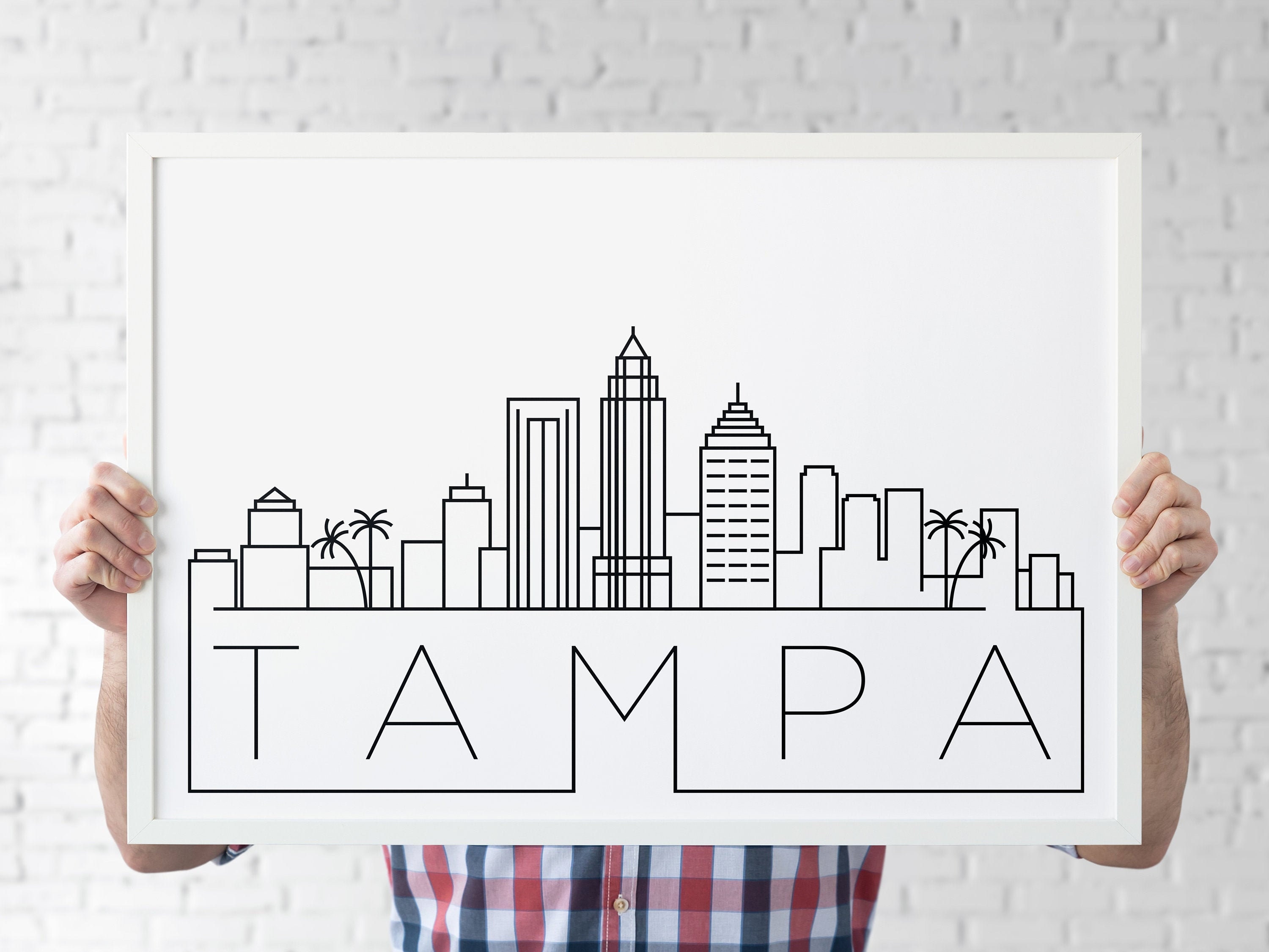 Tampa Skyline Print Florida Printable Tampa Poster Tampa - Etsy