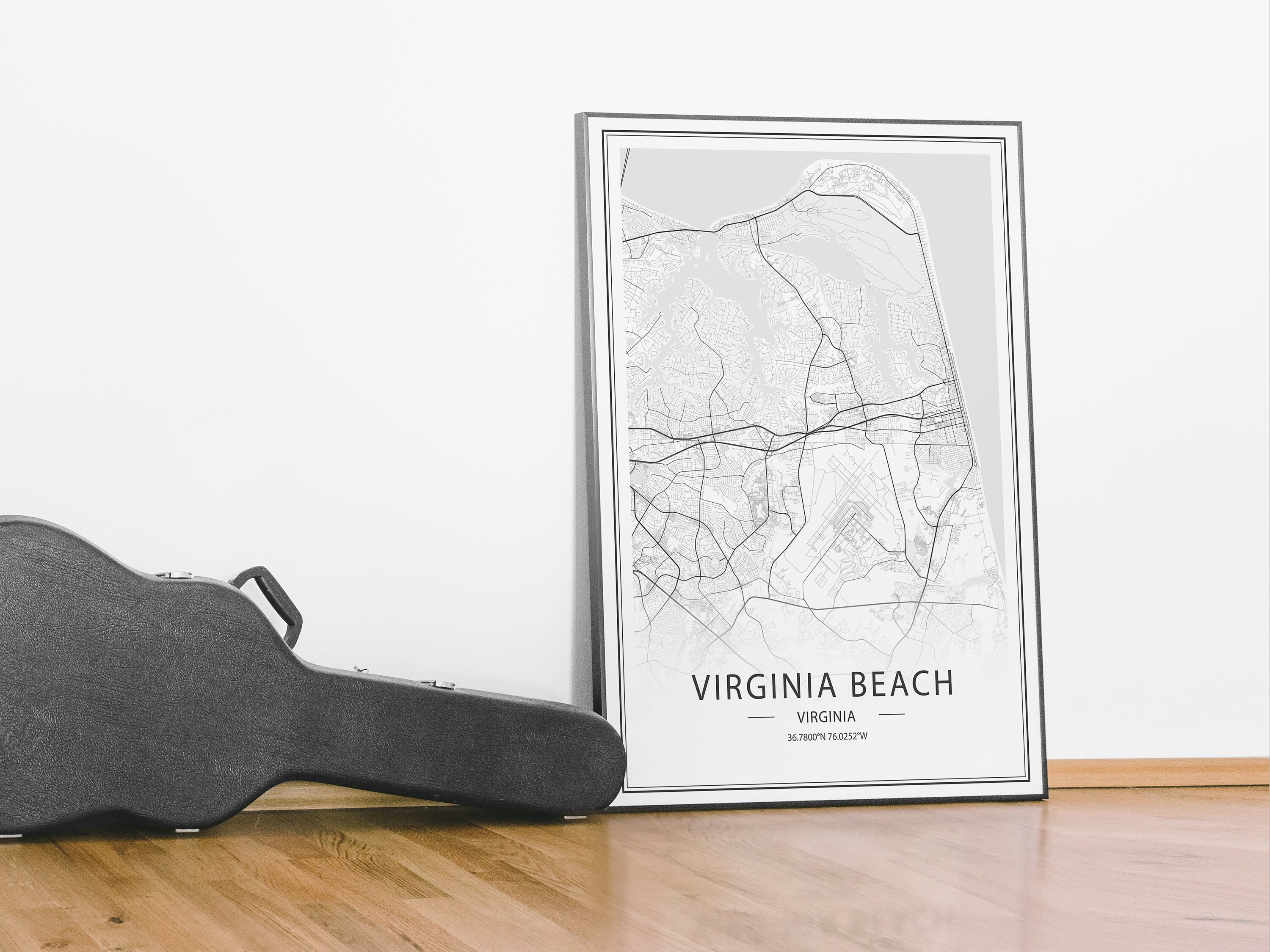 Virginia Beach Map Print, Virginia Map Poster, Virginia Beach Street ...