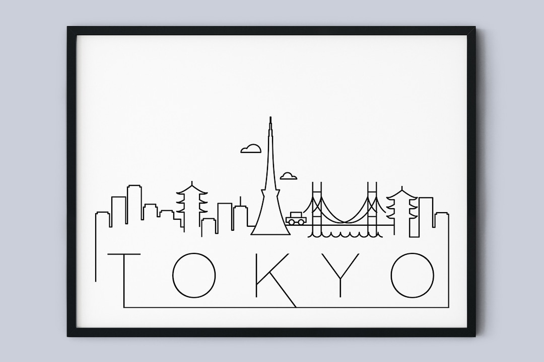 Tokyo Skyline Print, Japan Printable, Tokyo Landmark Poster, Tokyo City ...