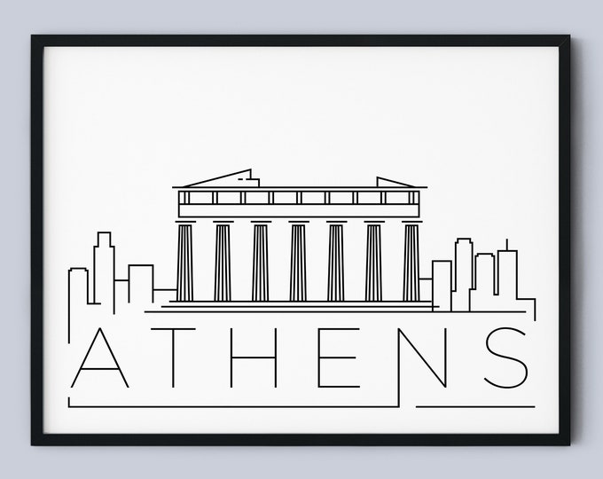Athens Skyline Print Athens Cityscape Print Athens Wall Art Athens City ...