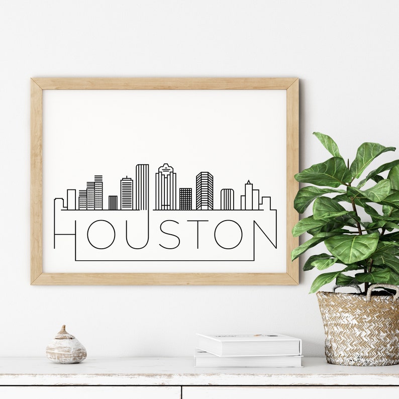 Houston Skyline Print, Texas Printable, Houston Poster, Houston City ...