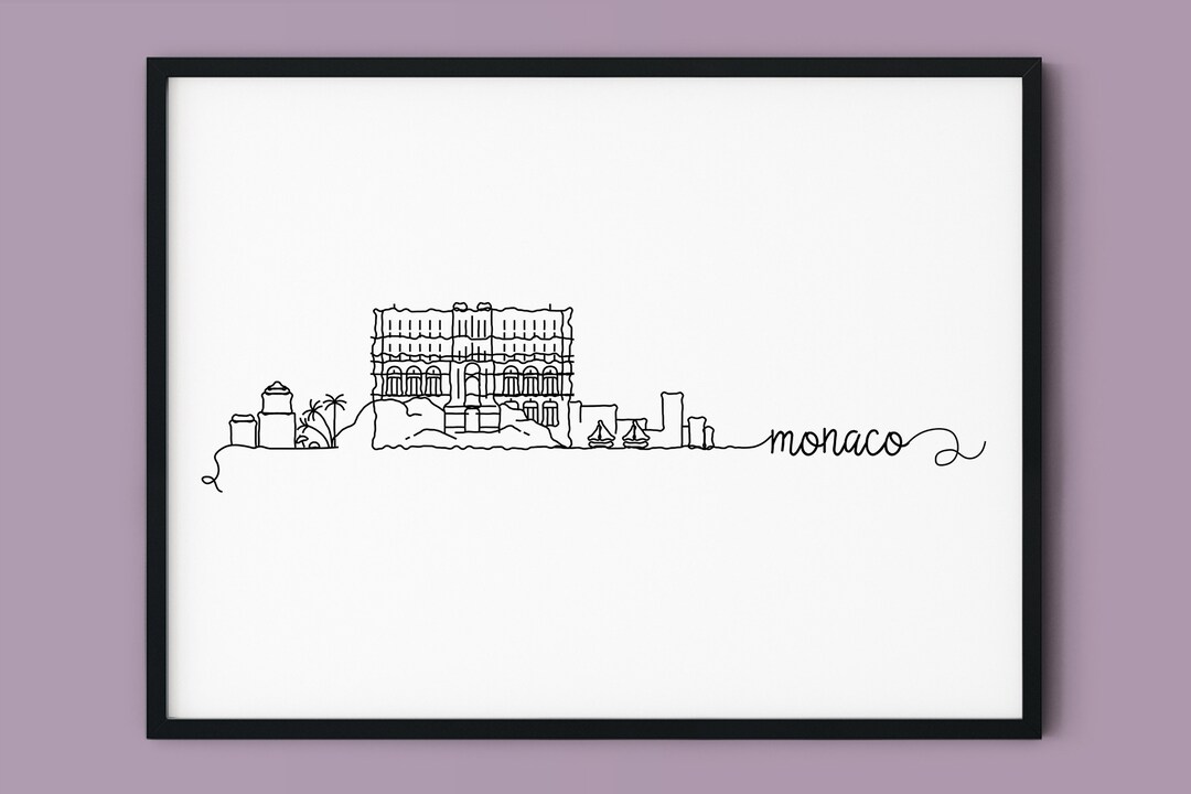 Monaco Skyline Print, Monaco Printable Decor, Monaco Pen Line Print ...