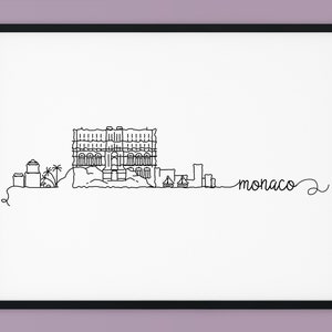 Monaco Skyline Print, Monaco Printable Decor, Monaco Pen Line Print ...