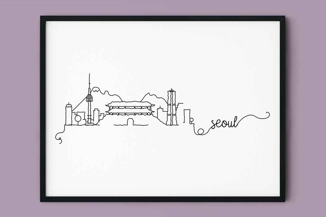 Seoul Skyline Line Art Print: South Korea Landmark Poster (instant ...