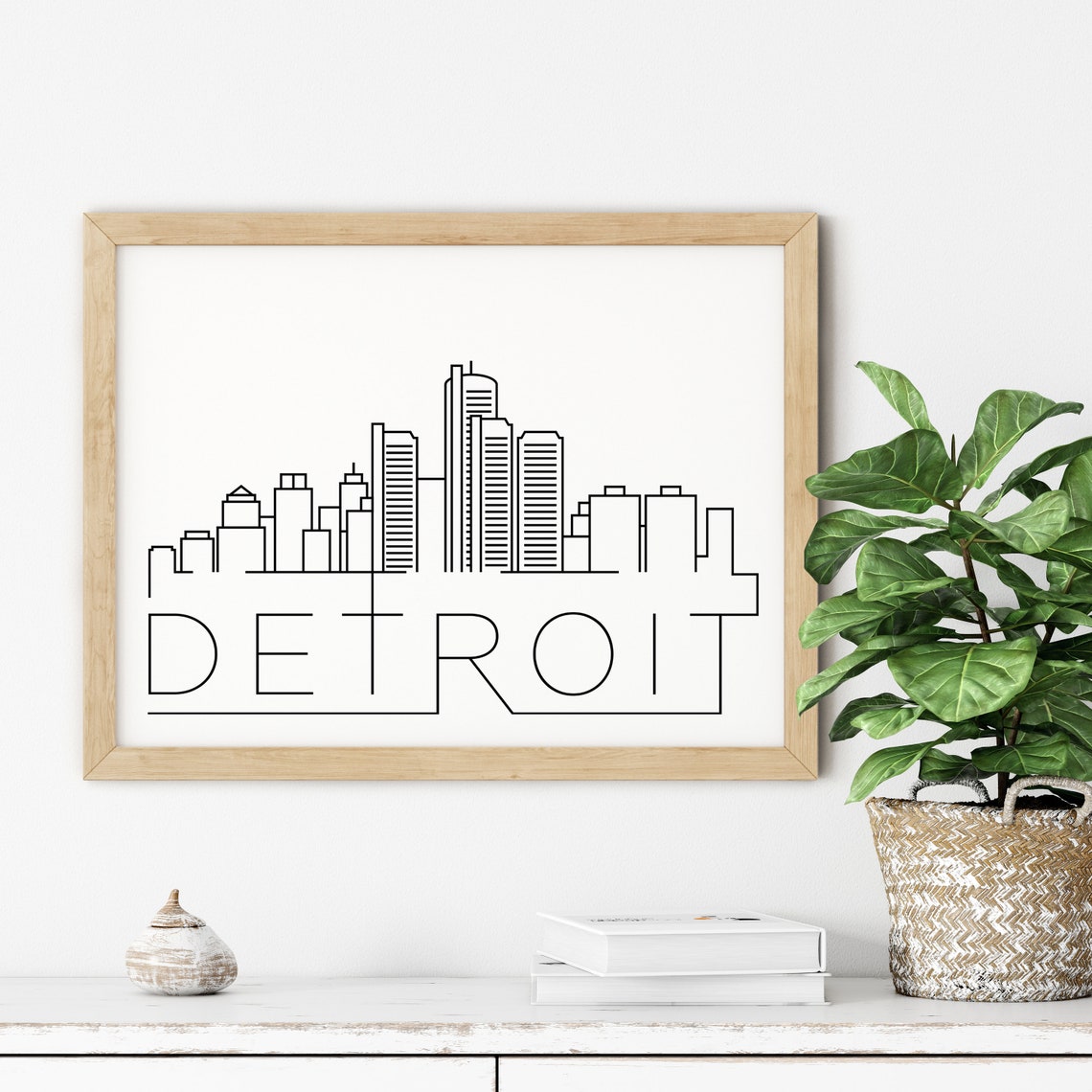 Detroit Skyline Print, Michigan Printable, Detroit Poster, Detroit City ...
