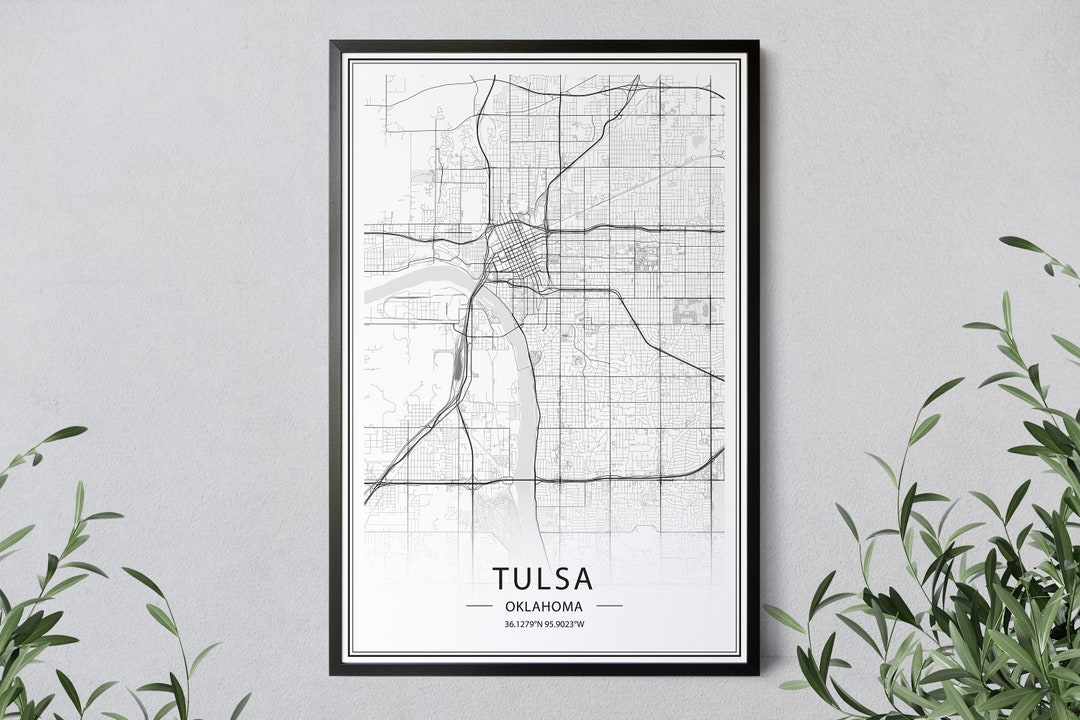 Tulsa Map Print, Oklahoma Map Poster, Tulsa Street Map, Oklahoma Wall ...