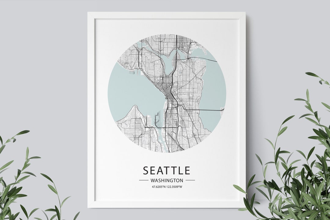 Seattle Map Print, Washington Map Poster, Seattle Street Map ...