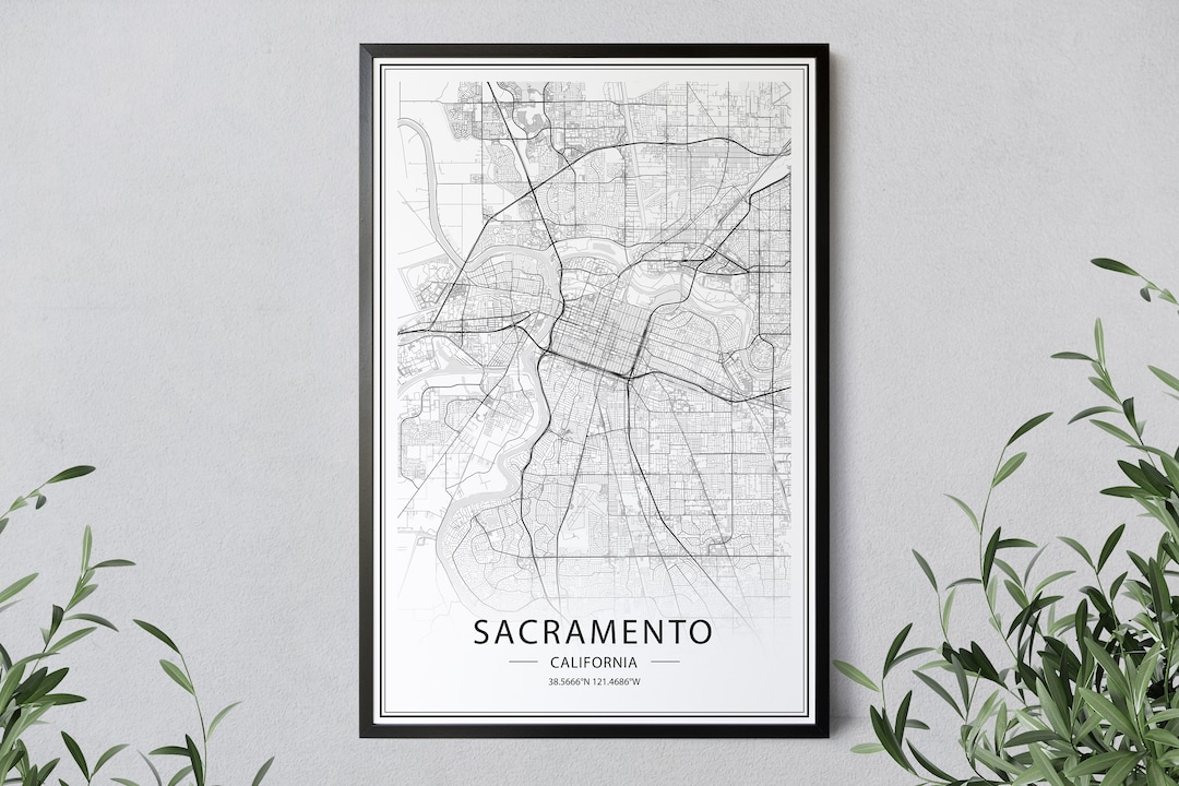 Sacramento Map Print, California Map Poster, Sacramento Street Map ...