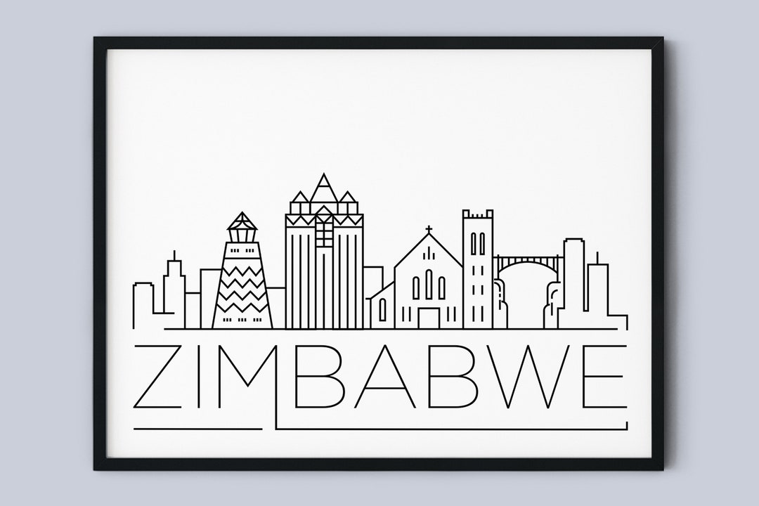 Zimbabwe Skyline Print, Harare Printable, Zimbabwe Landmark Poster ...