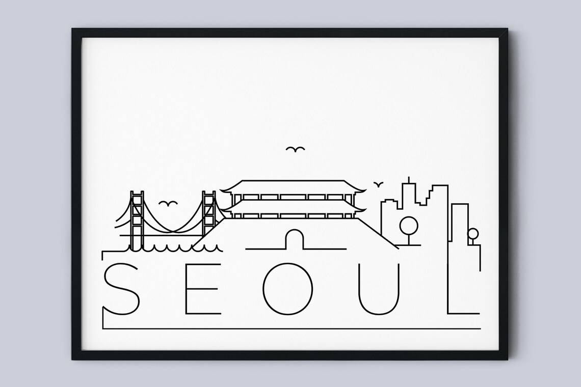 Seoul Skyline Print, South Korea Printable, Seoul Poster, Seoul City ...