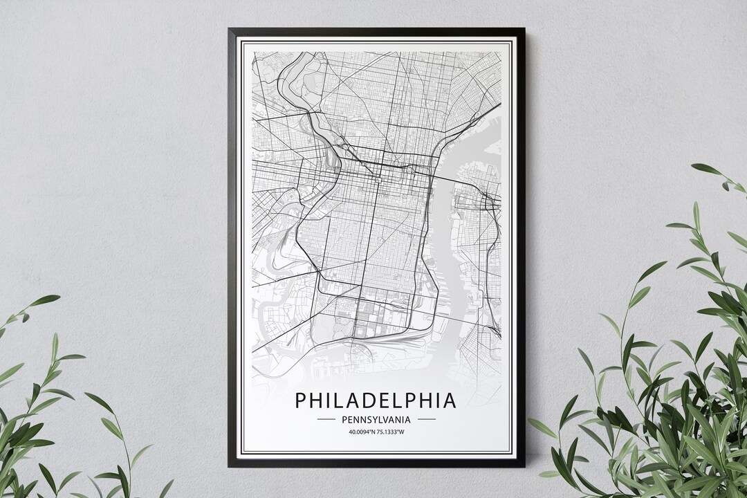 Philadelphia Map Print, Pennslyvania Map Poster, Philadelphia Street ...