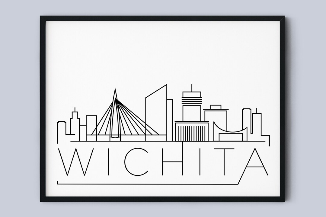 Wichita Skyline Print, Kansas Printable, Wichita Poster, Wichita City ...