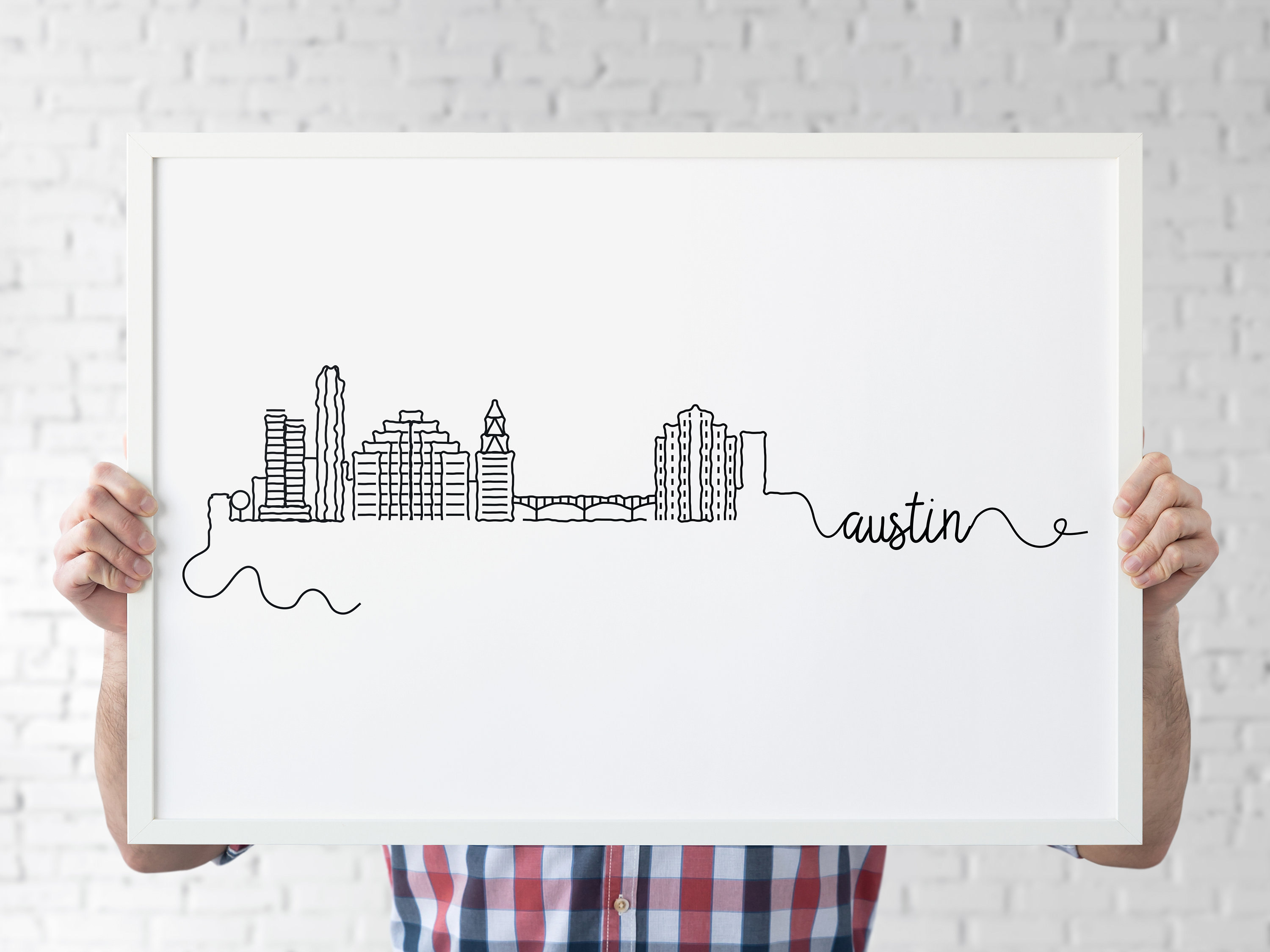 Austin Skyline Print, Texas Printable Wall Decor, U.S. States Pen Line ...