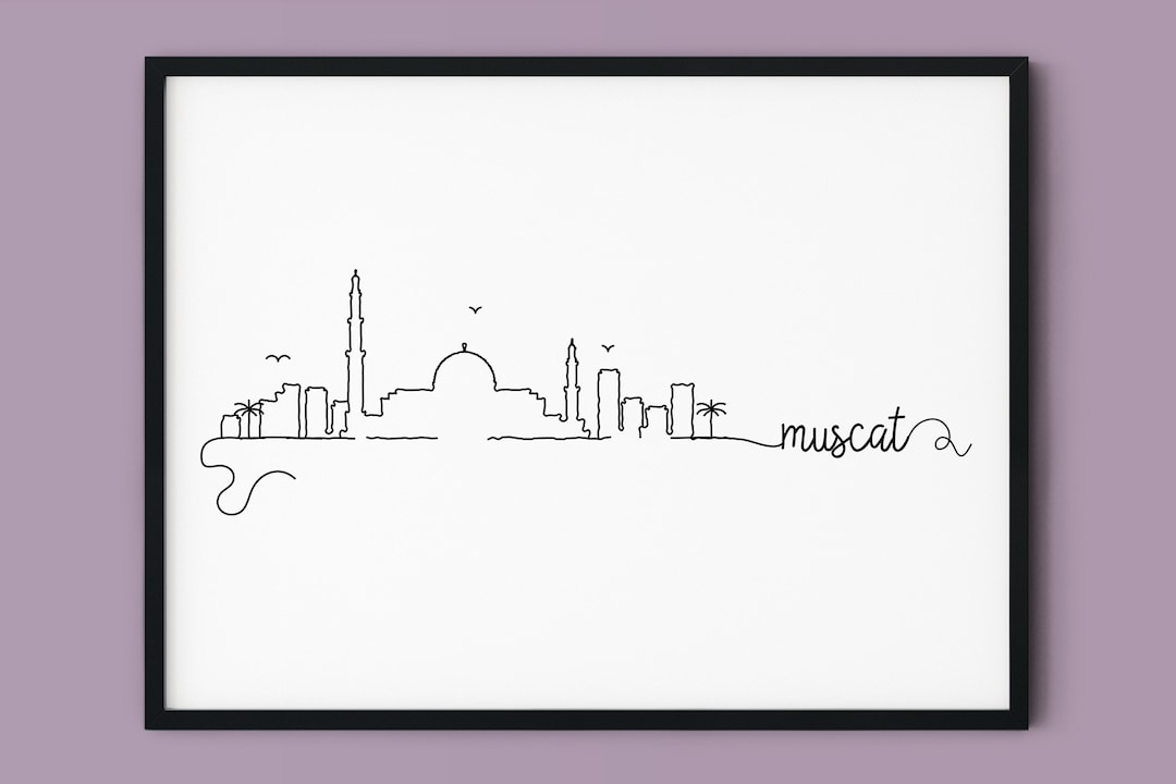 Muscat Skyline Print, Oman Printable Decor, Muscat Pen Line Print ...