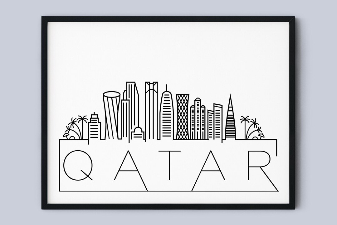 Doha Skyline Art Print: Qatar Travel Poster (instant Download) - Etsy