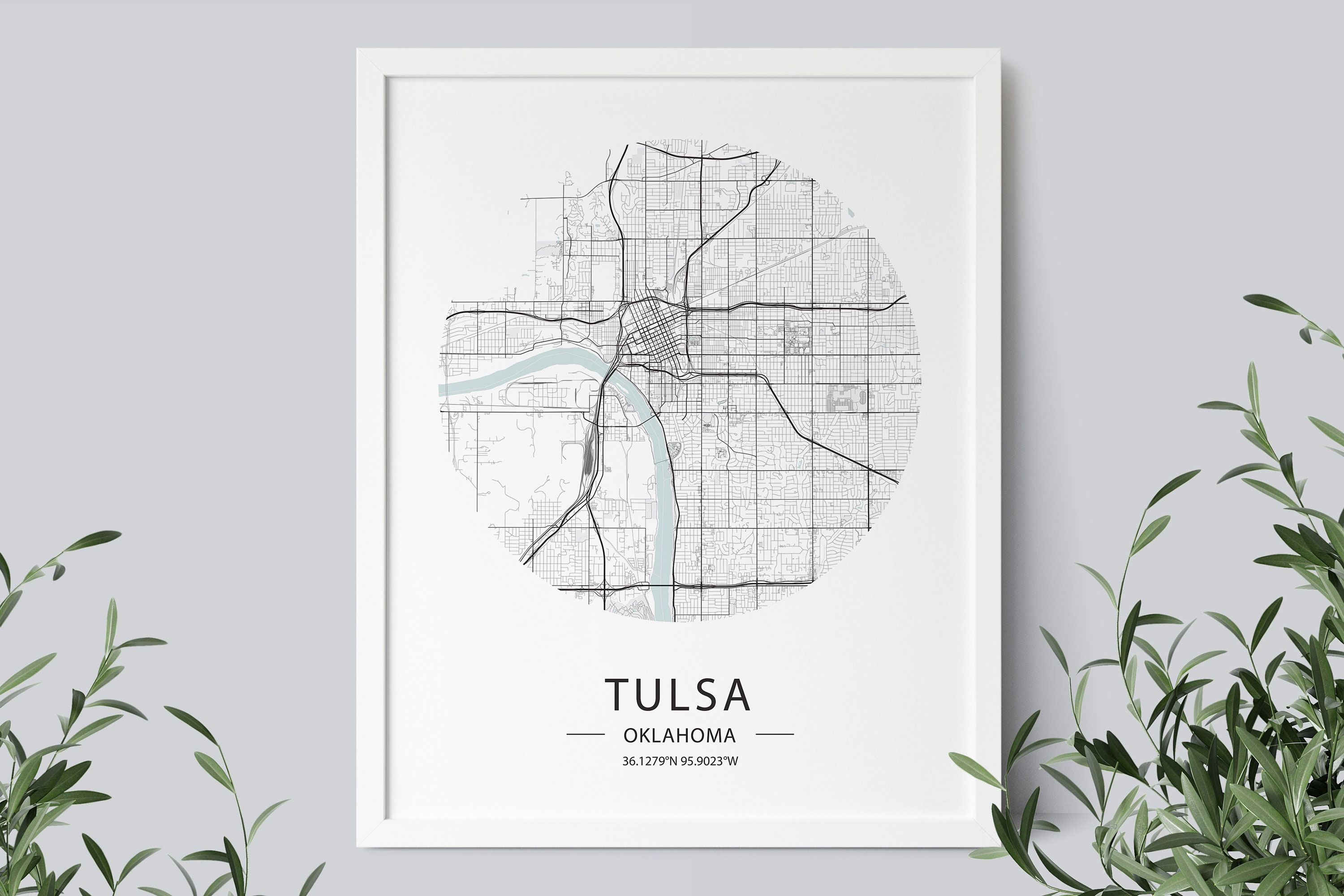 Tulsa Map Print, Oklahoma Map Poster, Tulsa Street Map, Oklahoma Wall ...