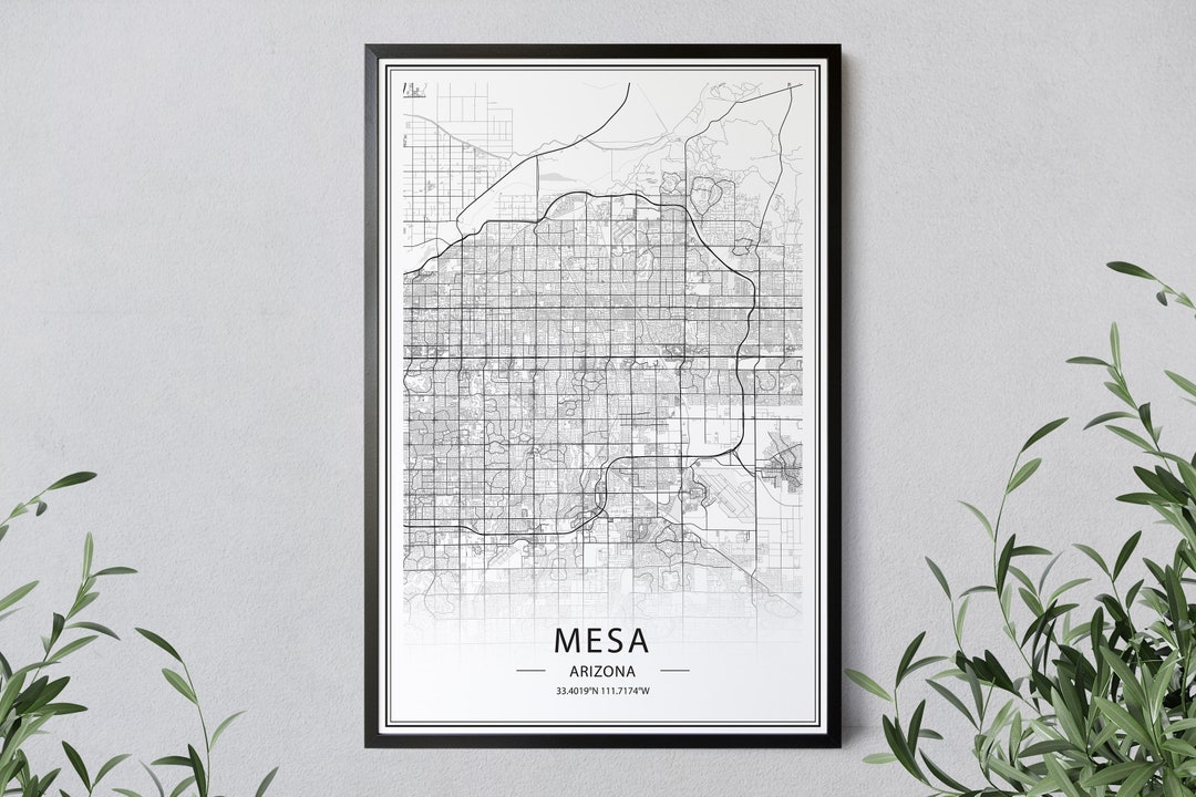 Mesa Map Print, Arizona Map Poster, Mesa Street Map, Mesa Printable ...