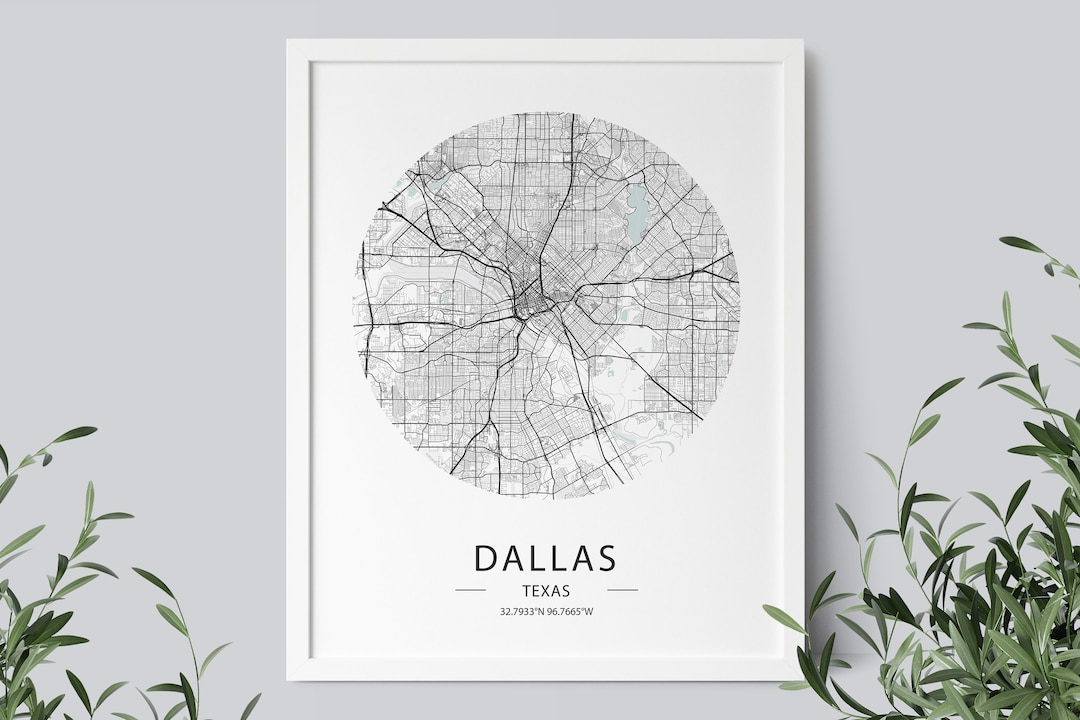 Dallas Map Print, Dallas Map Poster, Dallas Street Map, Map of Dallas ...