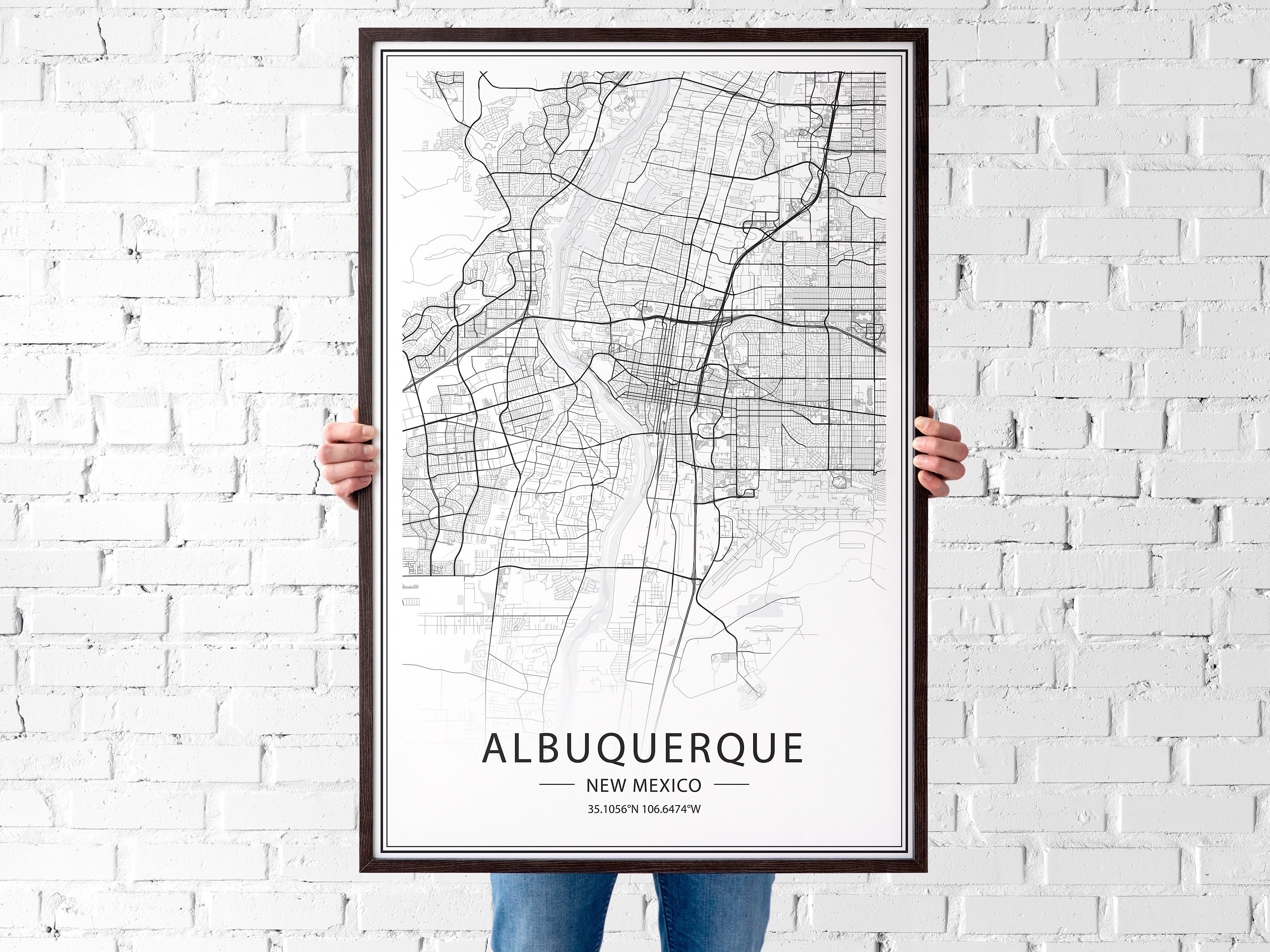 Albuquerque City Map Print, New Mexico Map Print, Albuquerque Street ...