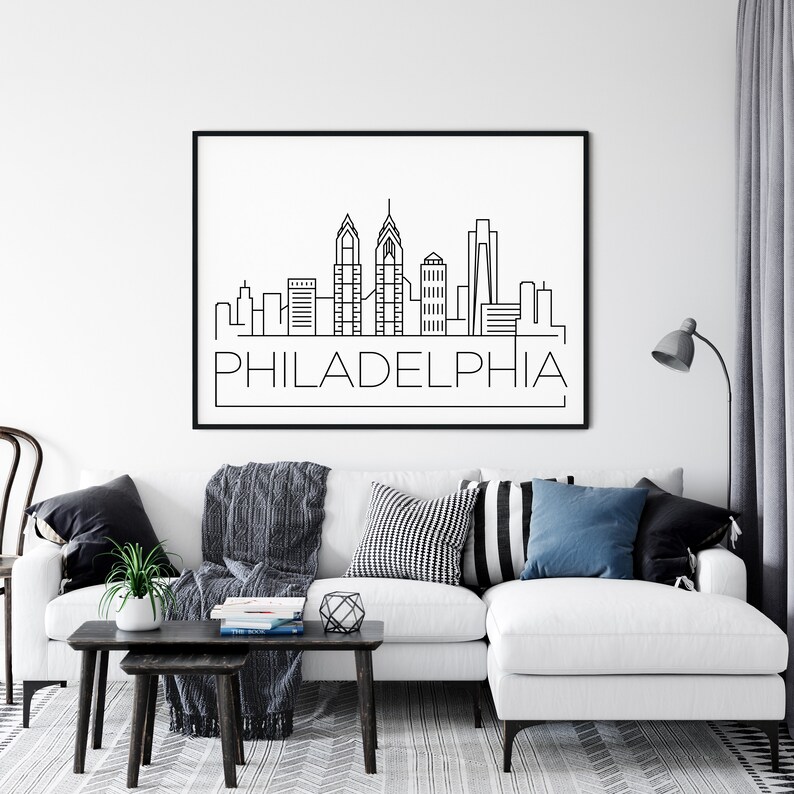 Philadelphia Skyline Print, Philadelphia Printable, Pennsylvania ...